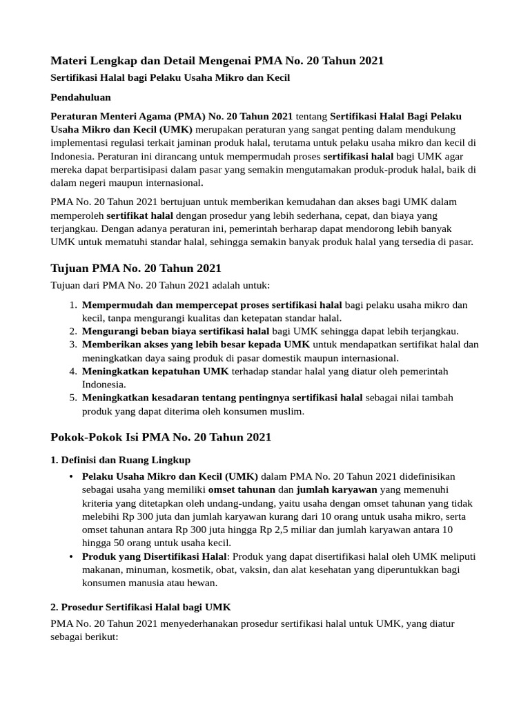 PMA No 20 Tahun 2021 | PDF
