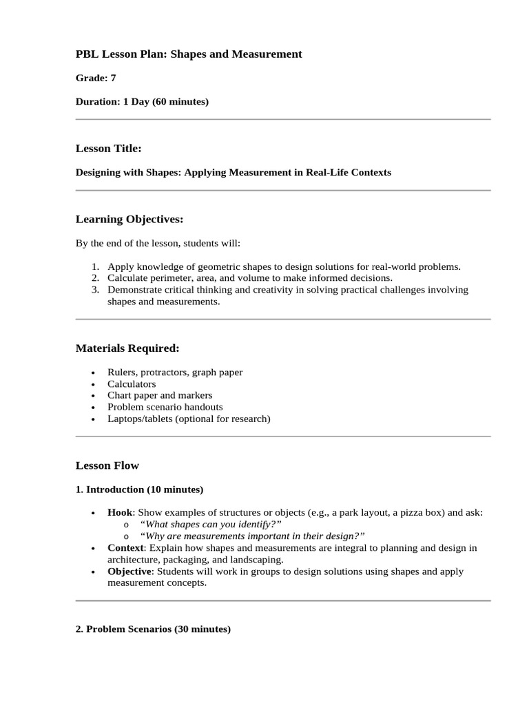 PBL Lesson Pla1 | PDF