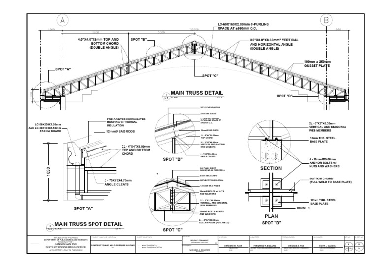 Multi-Purpose Covered Court Design | PDF | Truss | Structural Engineering