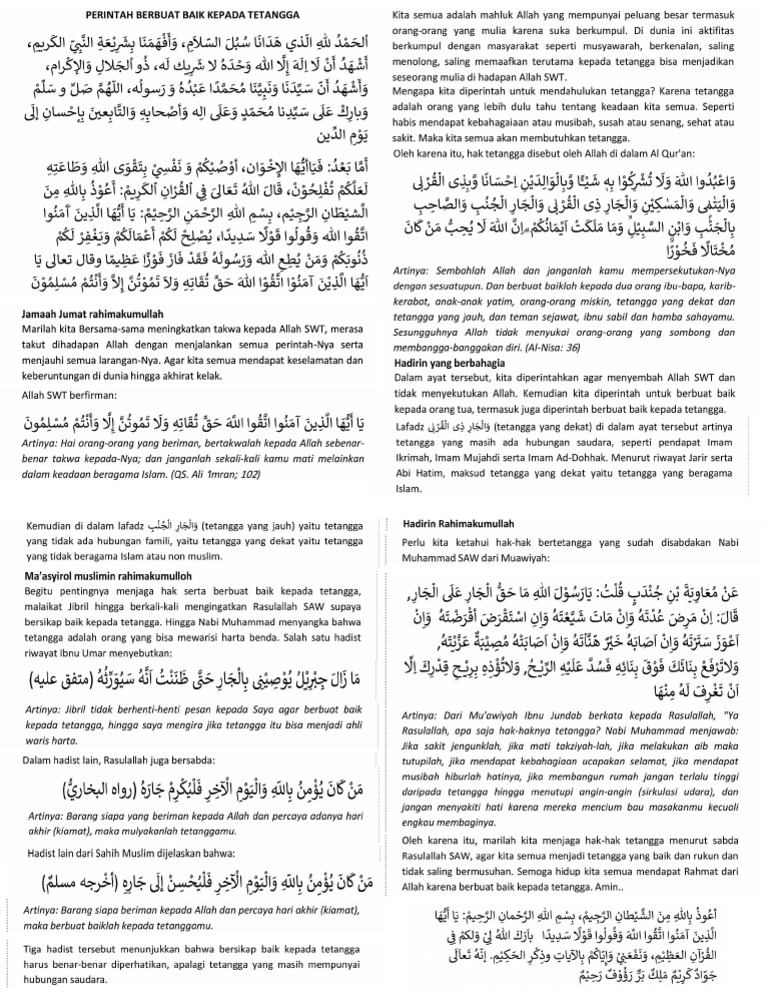 Perintah Berbuat Baik Kepada Tetangga | PDF