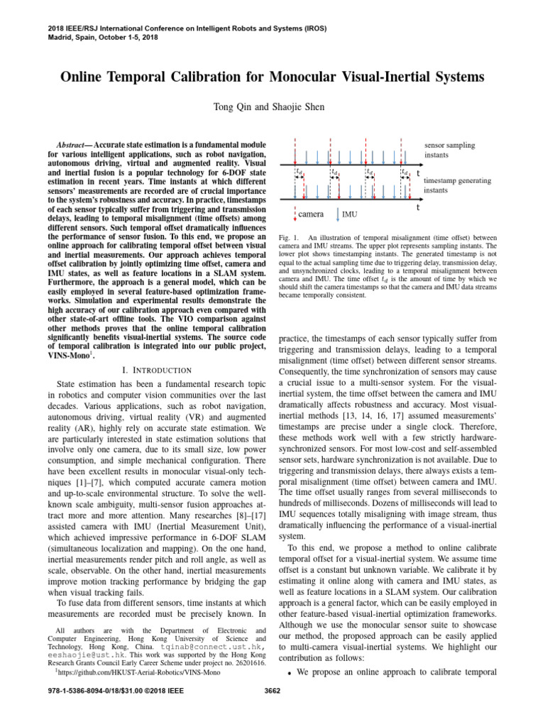 Online Temporal Calibration For Monocular Visual-Inertial Systems | PDF ...