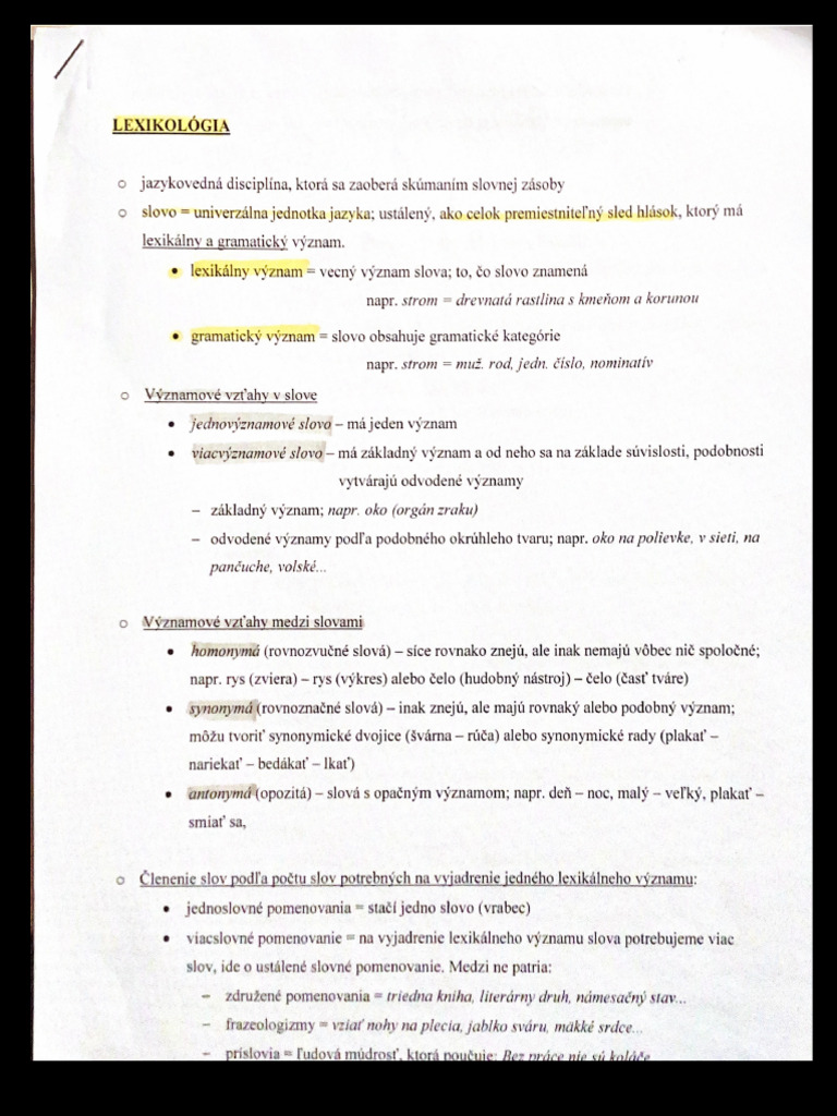 LEXIKOLÓGIA | PDF