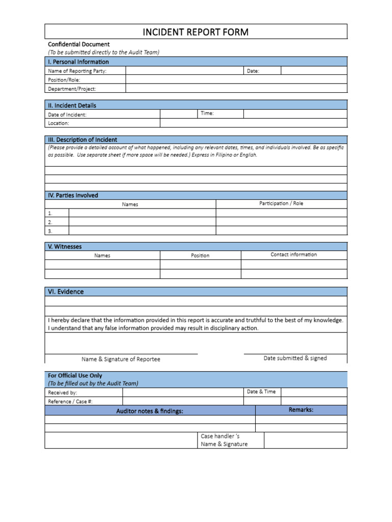 Incident Report Form | PDF