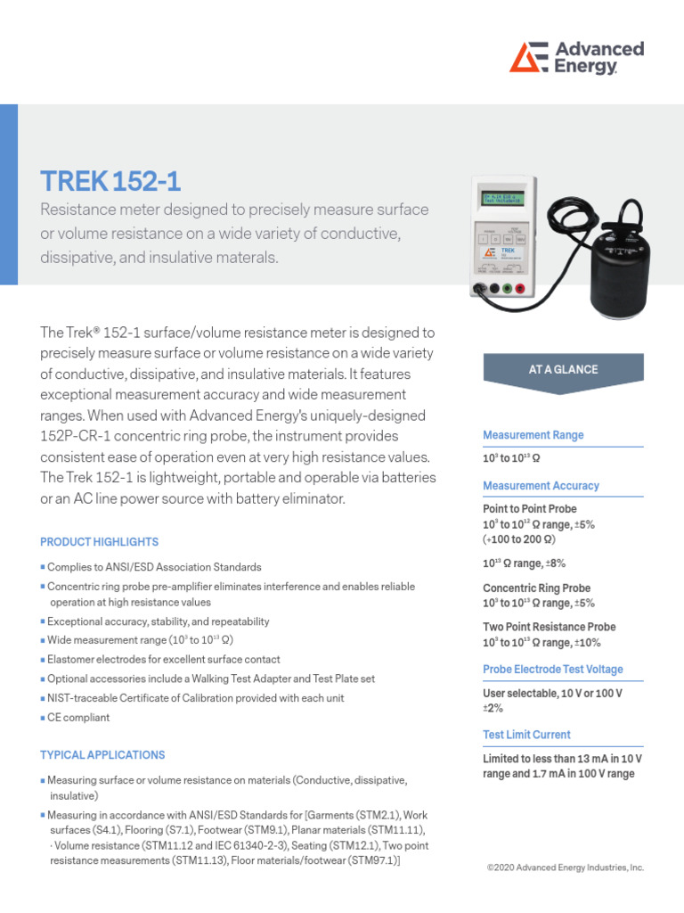 En Esd Trek 152 1 Data Sheet | PDF | Electrical Resistance And Conductance | Electrostatic Discharge