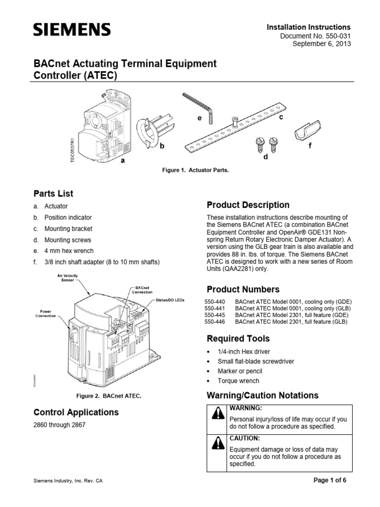 Siemens BACnet ATEC Installation Guide | PDF | Alternating Current ...