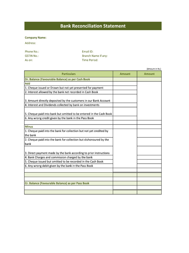 Bank Reconciliation Statement PDF 01 | PDF