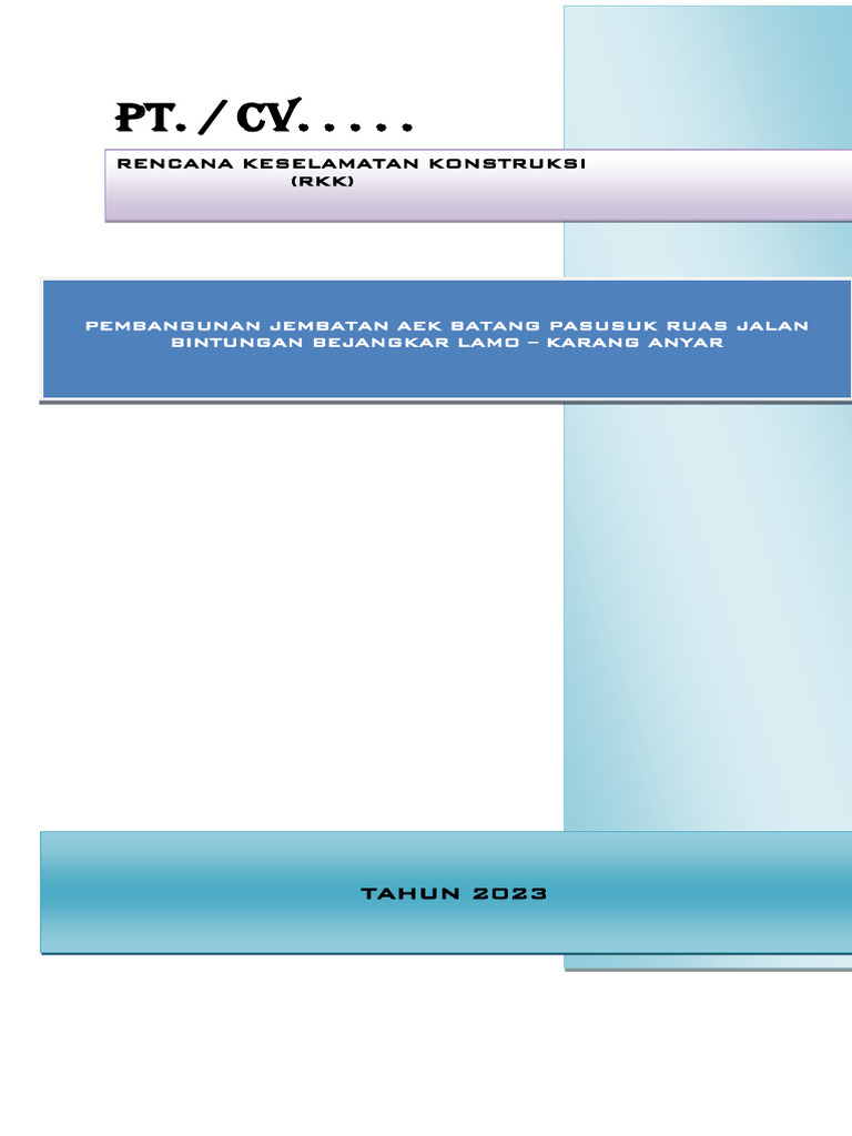 Contoh_Rencana Keselamatan Konstruksi (RKK) | PDF