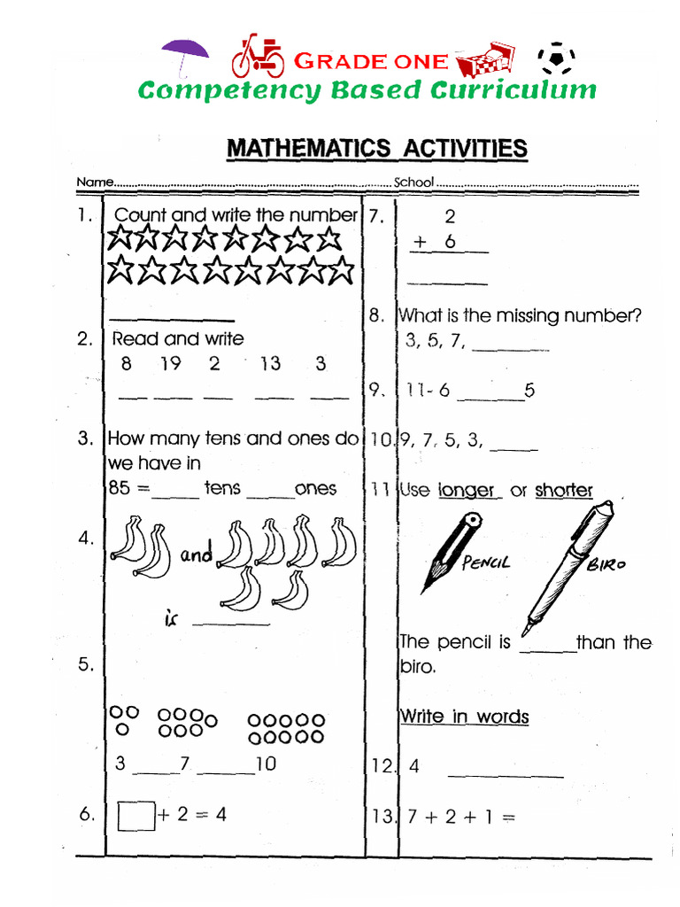 Maths Grade 1 New 7 | PDF