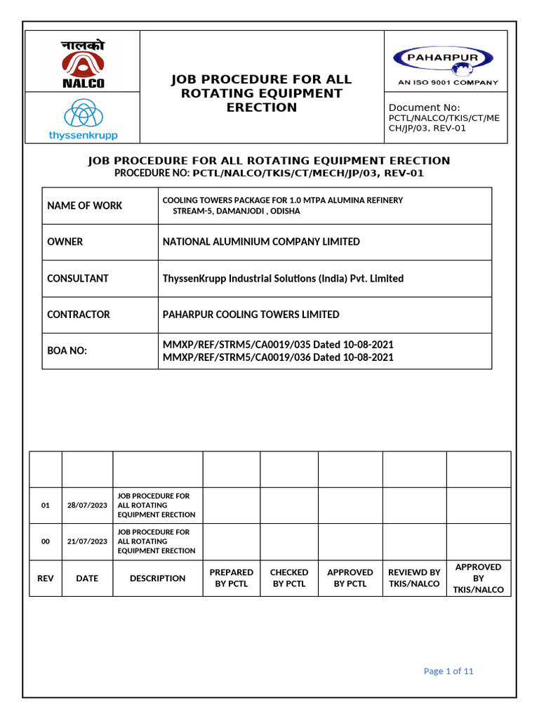 Job_Procedure-All_Rotating_Equipment | PDF | Welding | Construction