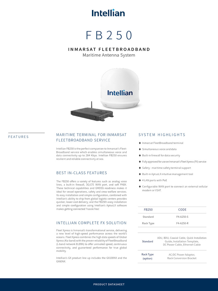 Intellian FB250 Datasheet | PDF | Telecommunications Engineering ...