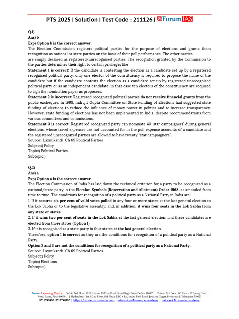 PTS 2025 Preparatory Test 6 211126 Solutions Eng | PDF | Opinion Poll ...