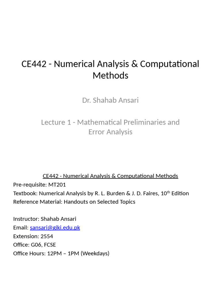 Lec 1 | PDF | Numerical Analysis | Calculus