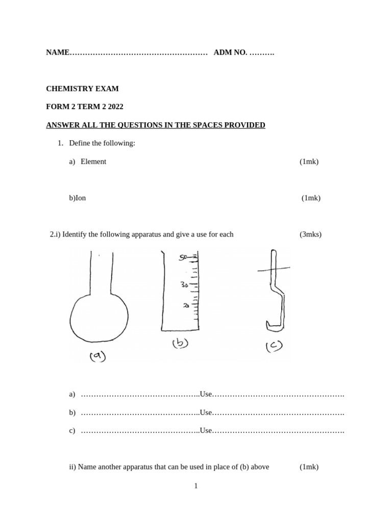 Chemistry Form Two Term 2 1 | PDF | Chemical Elements | Magnesium