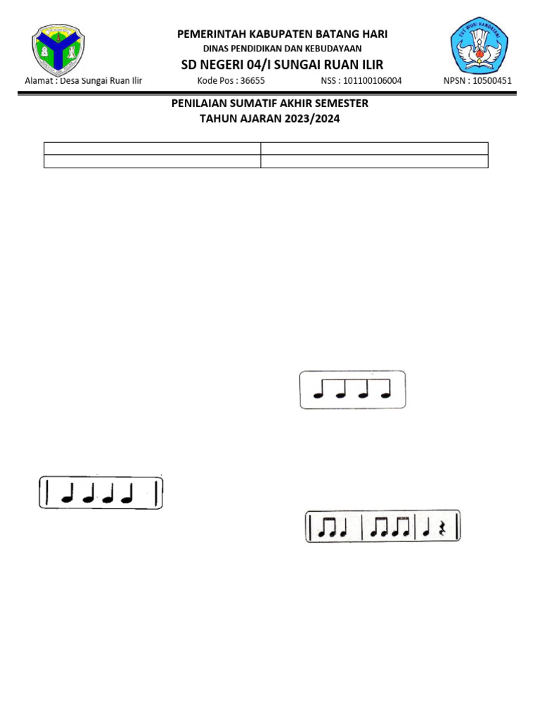 Soal Seni Musik STS 2 | PDF