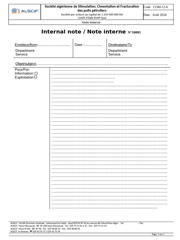 SMQ-17-COM ALSCIF Note Interne | PDF