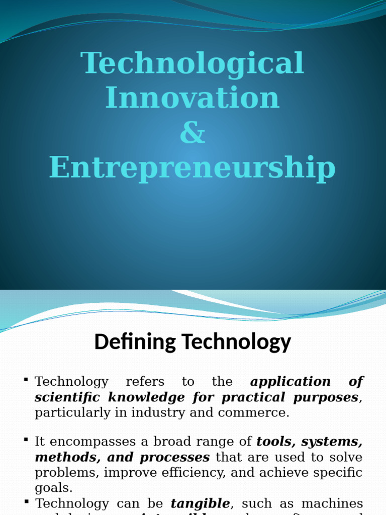 Module 3 Technological Innovation and Entrepreneurship | PDF ...