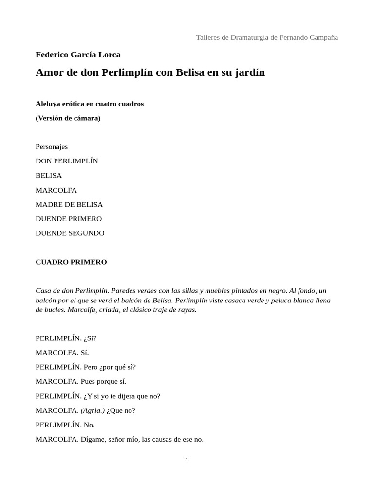 Amor de Don Perlimplín - García Lorca | PDF | Federico García Lorca | Amor