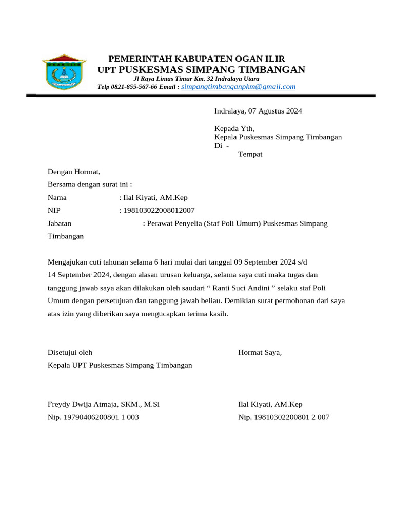 Surat Cuti Tahunan 24 | PDF