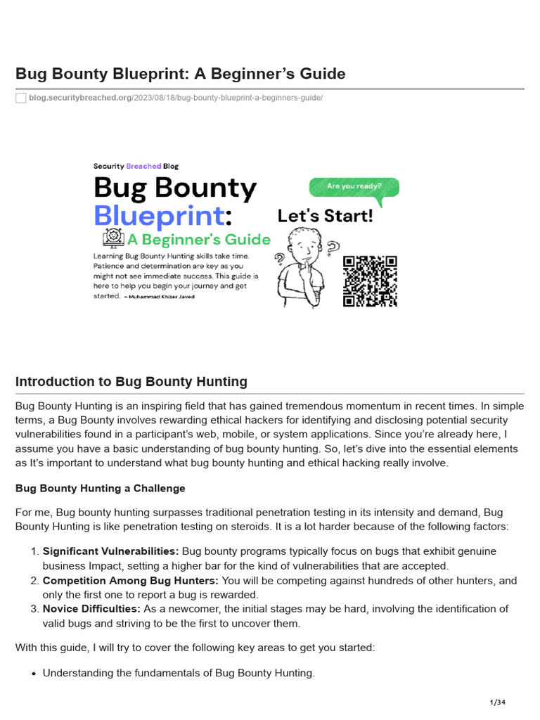Bug Bounty Blueprint A Beginners Guide | PDF | Computing | Cyberwarfare