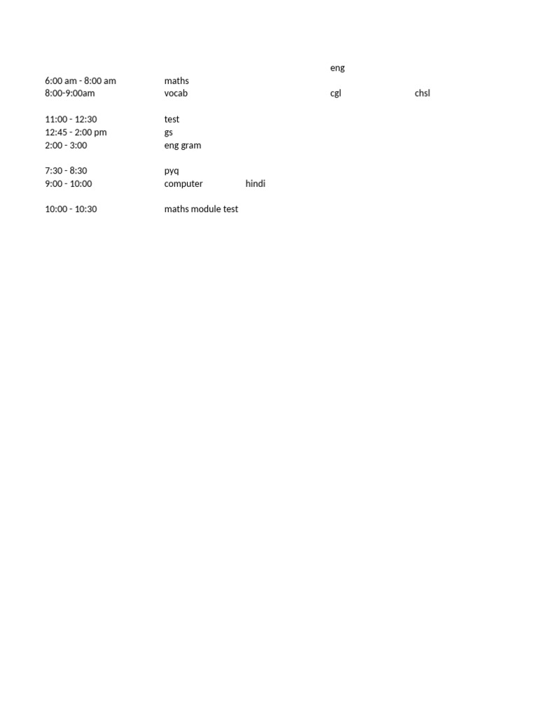 Time Table 11 | PDF