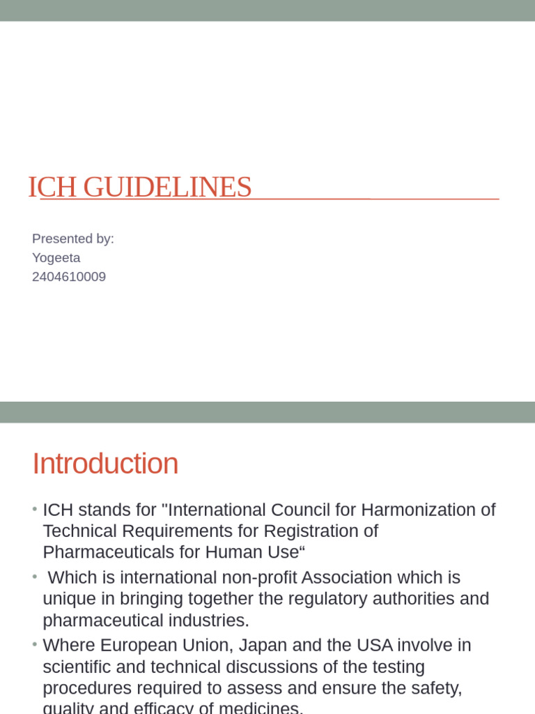 Overview of ICH Guidelines and Objectives | PDF | Medicinal Chemistry ...