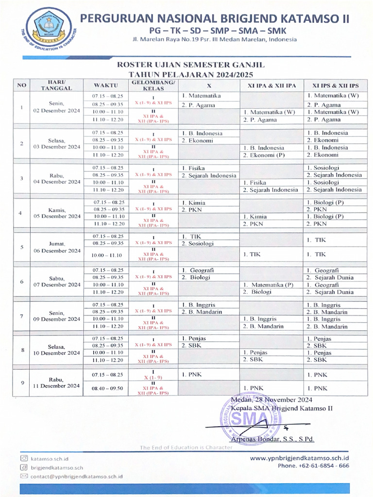 Roster Ujian Semseter Ganjil 2024 - 2025 | PDF