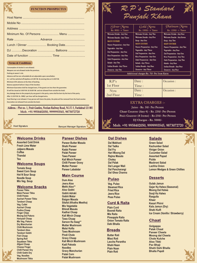 RPS Second Floor Banquet Menu With Pics | PDF | Lunch | Foods