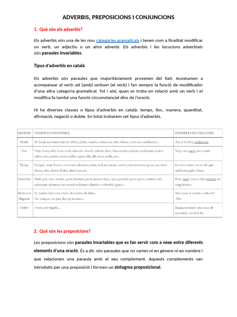 Què Són Els Adverbis | PDF