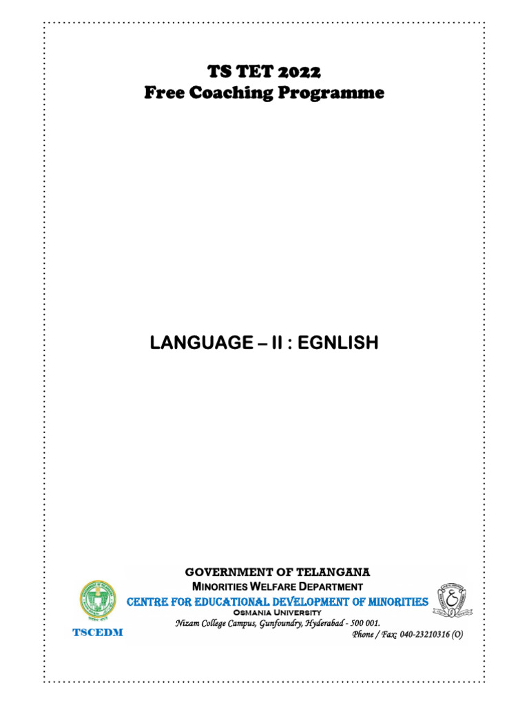 CEDM - TET22 - Paper I and II - English - Part 1 30 | PDF | English Language | Consonant