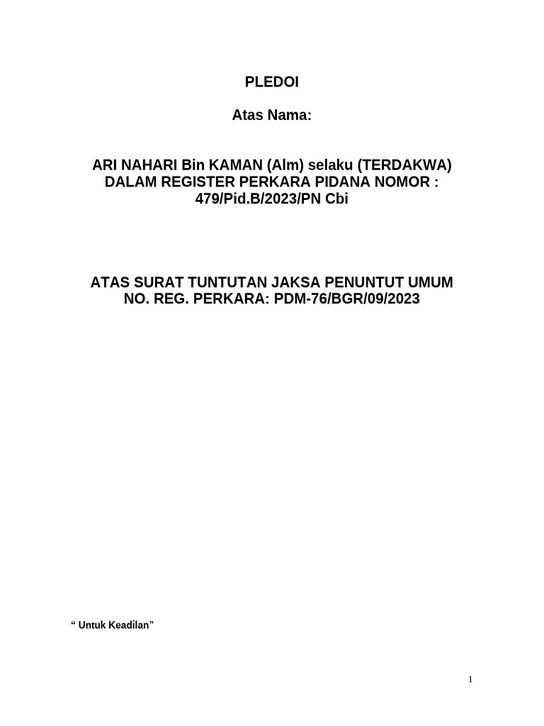 Rev - PLEDOI Culpa Ari Nahari | PDF