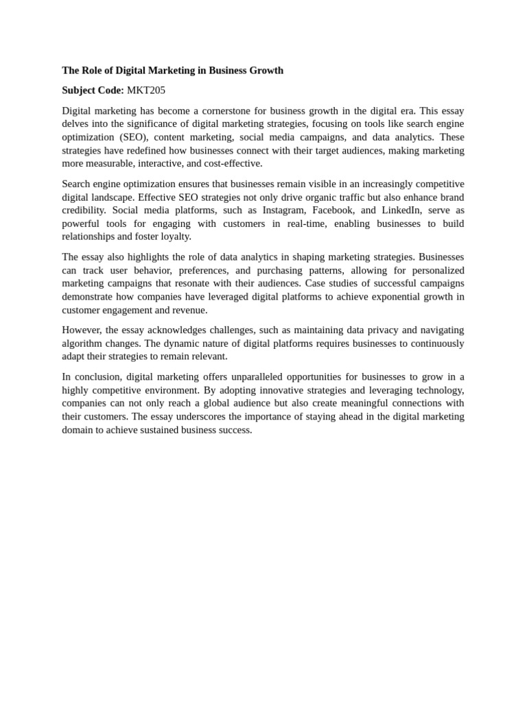 Digital Marketing's Impact on Growth | PDF