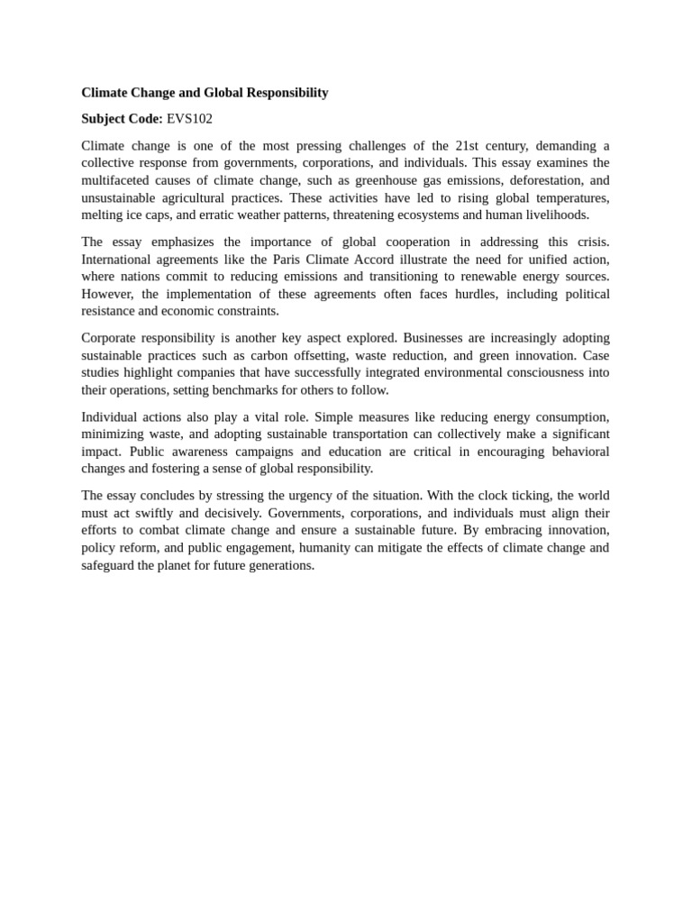 Climate Change and Global Responsibility | PDF