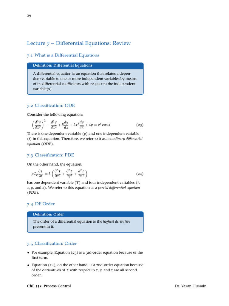 lec07 | PDF | Ordinary Differential Equation | Equations