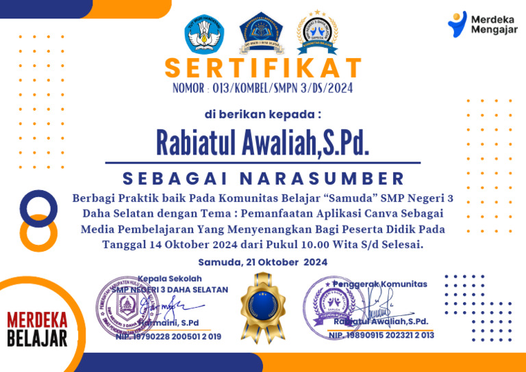 (Buat Banyak 1) Biru Dan Orange Memphis Penghargaan Sertifikat (1) - 1 ...