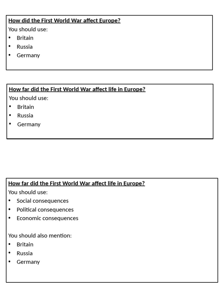 Assessment - Consequences of WWI | PDF