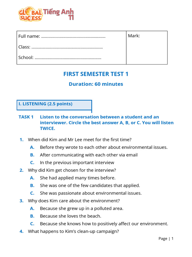 End-of-term Test 1 | PDF | Climate Change | Recycling