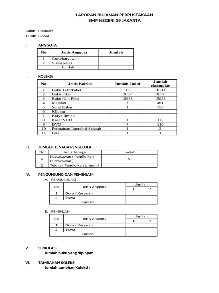 Contoh Laporan Bulanan | PDF