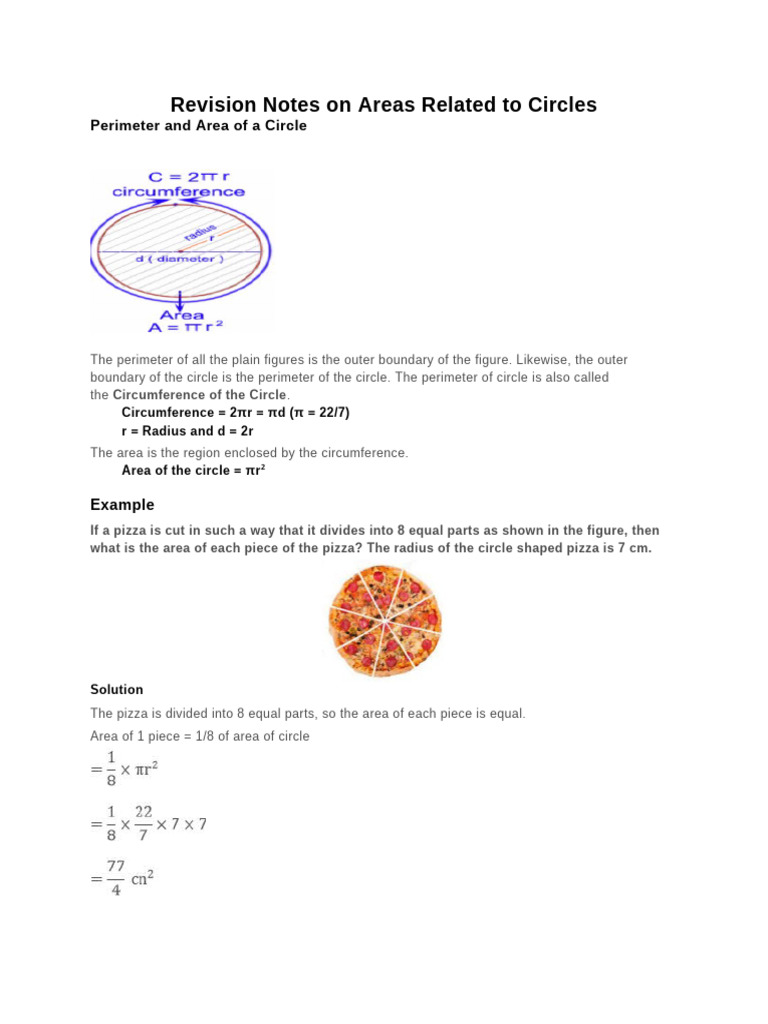 Area and Perimeter of Circles | PDF | Area | Circle