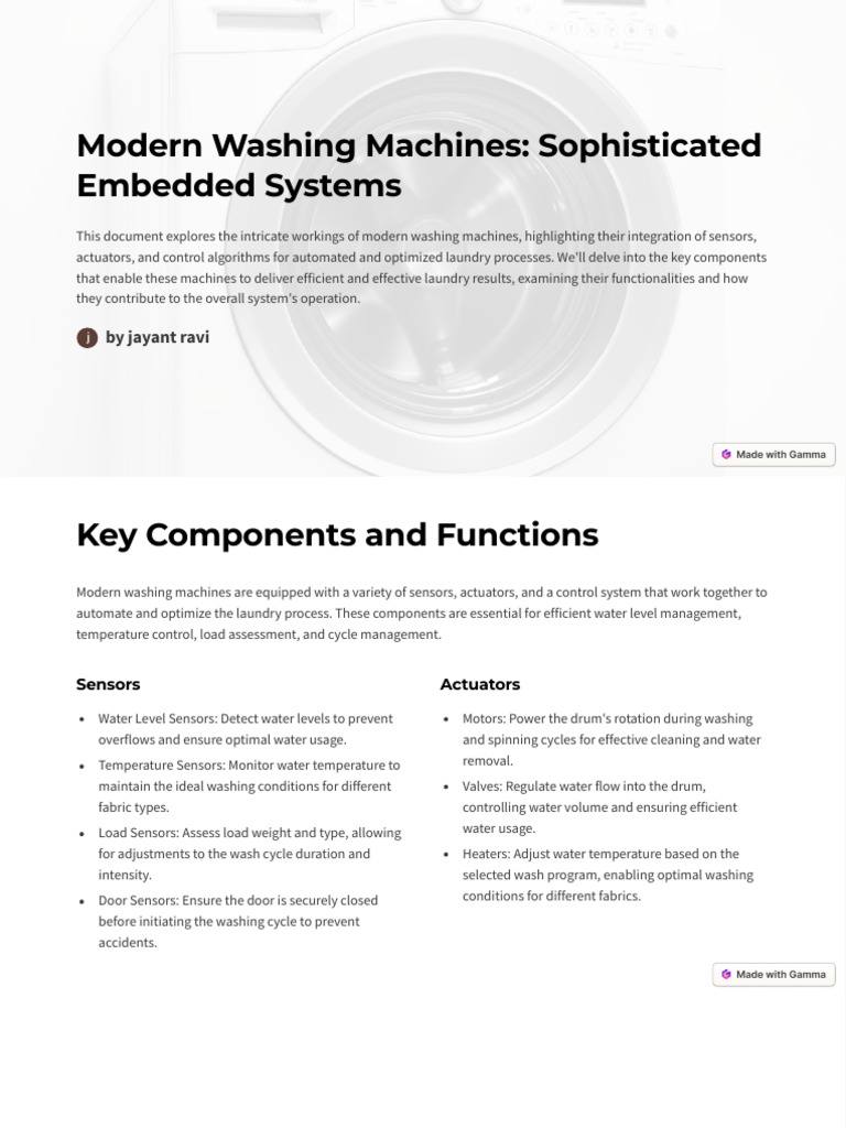 Modern Washing Machines Sophisticated Embedded Systems | PDF | Washing Machine | Artificial ...