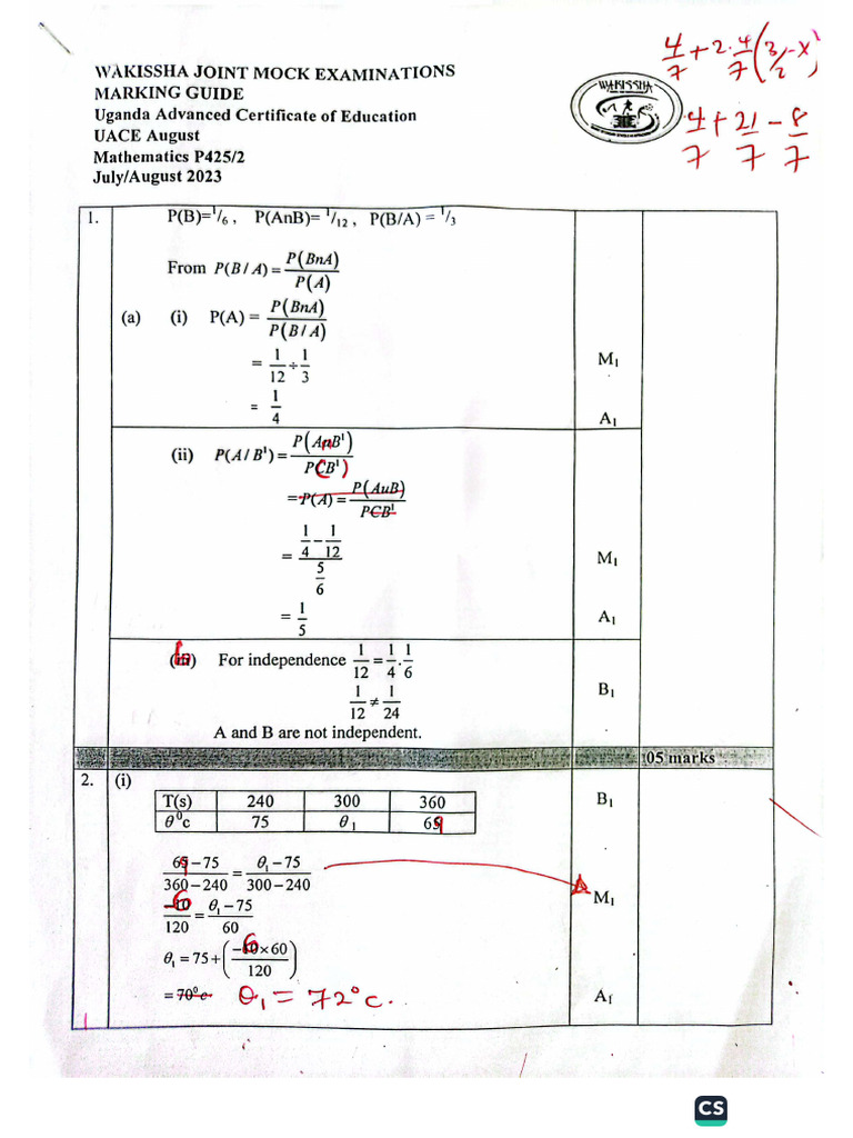 UACE Maths 2 Wakisha Guide | PDF