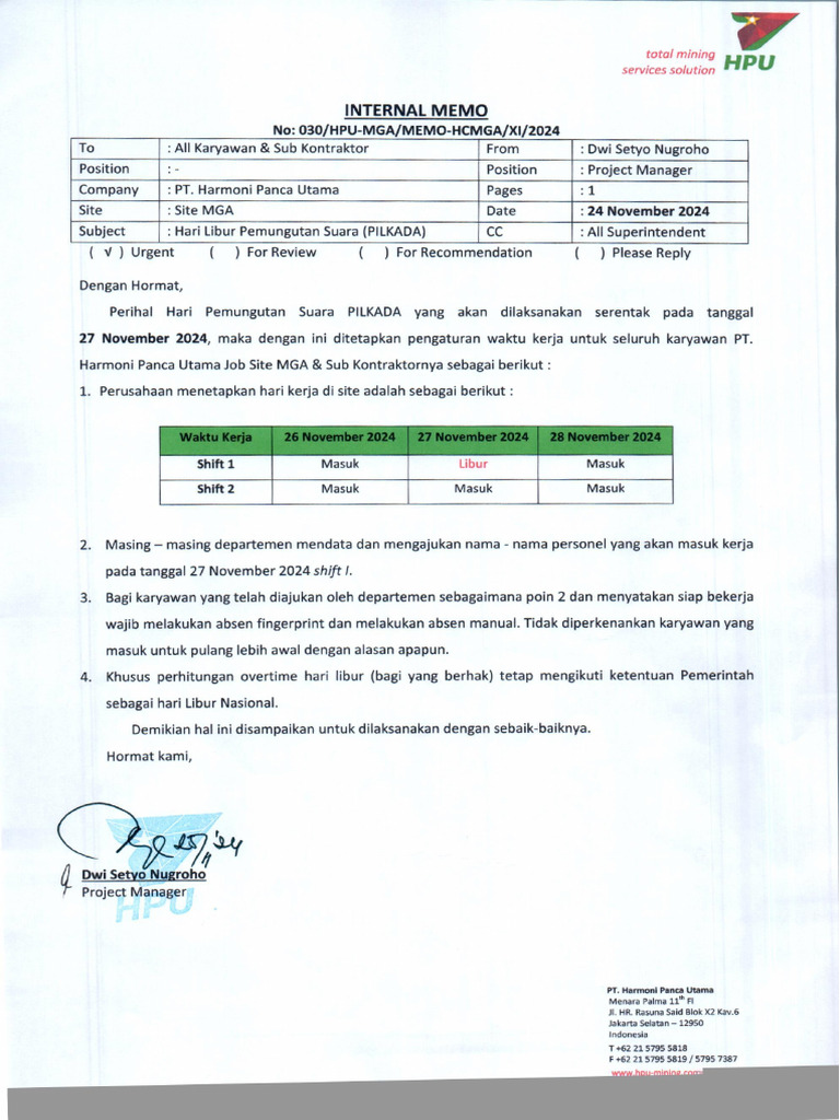 IM - Libur Pemungutan Suara PILKADA | PDF