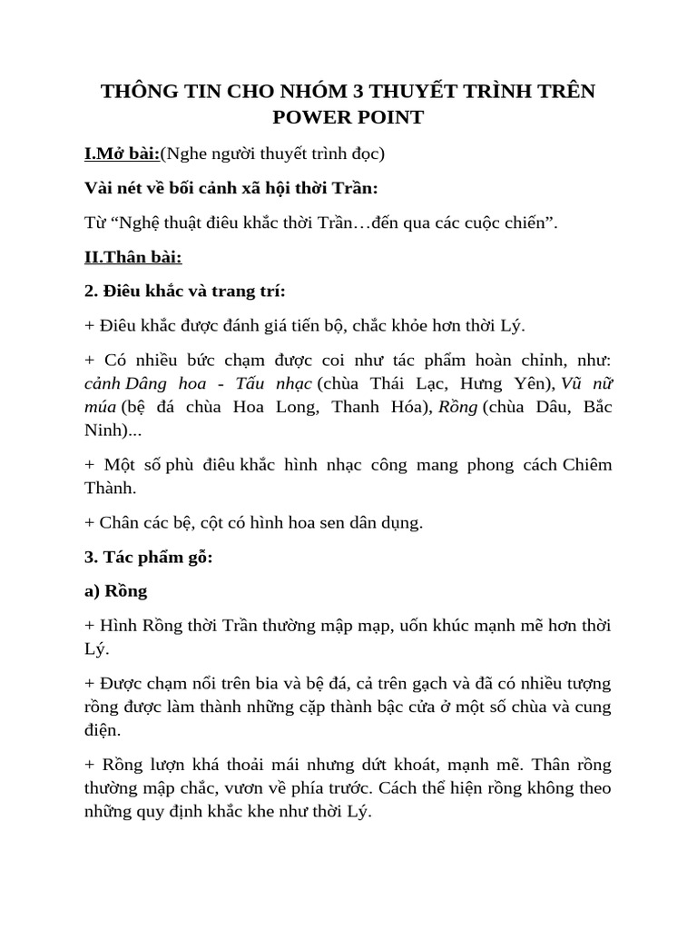 Thong Tin Cho Nhom 3 Thuyet Trinh | PDF