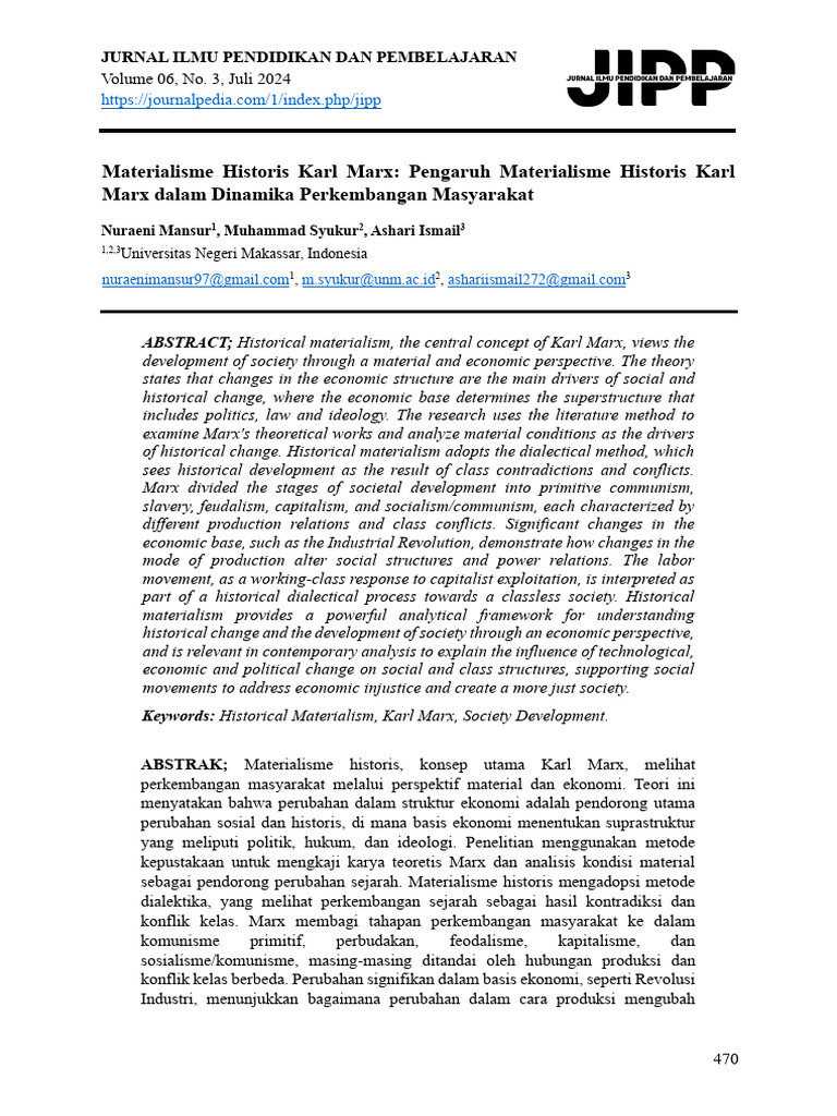 Materialisme Historis Karl Marx: Pengaruh Materialisme Historis Karl Marx Dalam Dinamika ...