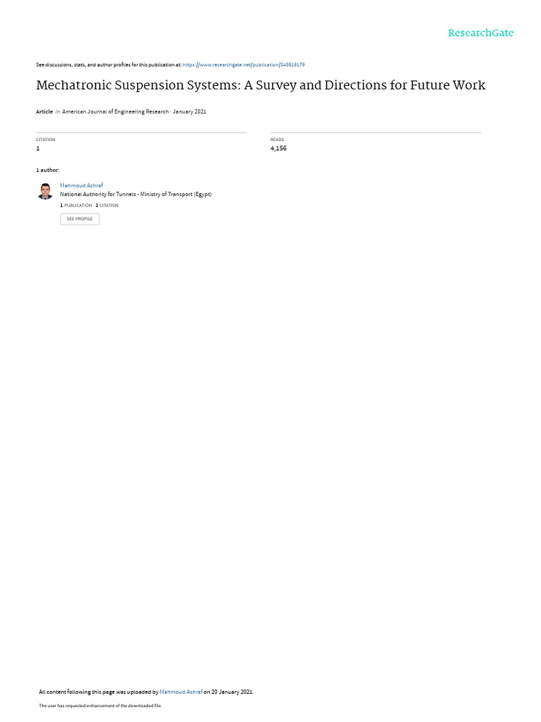 Mechatronic Suspension Systems: A Survey and Directions For Future Work ...