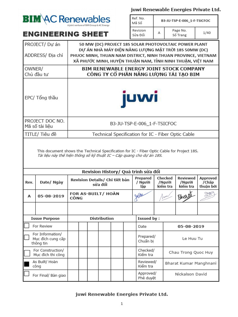B3-JU-TSP-E-006 - 1-F Technical Specification For Fiber Optic Cables ...