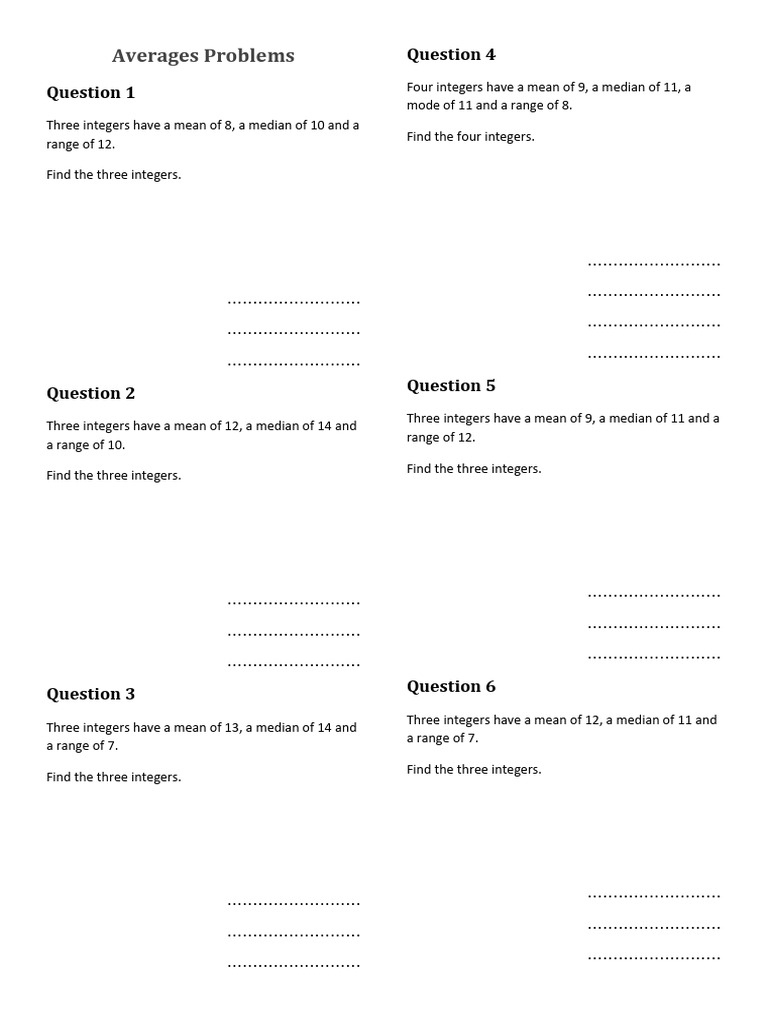 Lesson 3 Averages (Problems) 1 | PDF | Mathematical Analysis ...