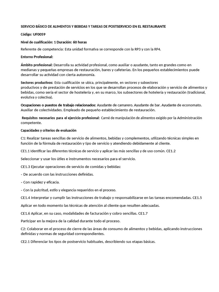 MF1442. Caso Práctico Tema 2 Identificar La Estructura de Una Unidad Formativa y Establecer ...