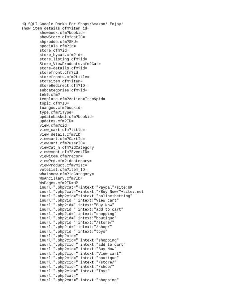 Amazon-Google-Dorks | PDF | Php