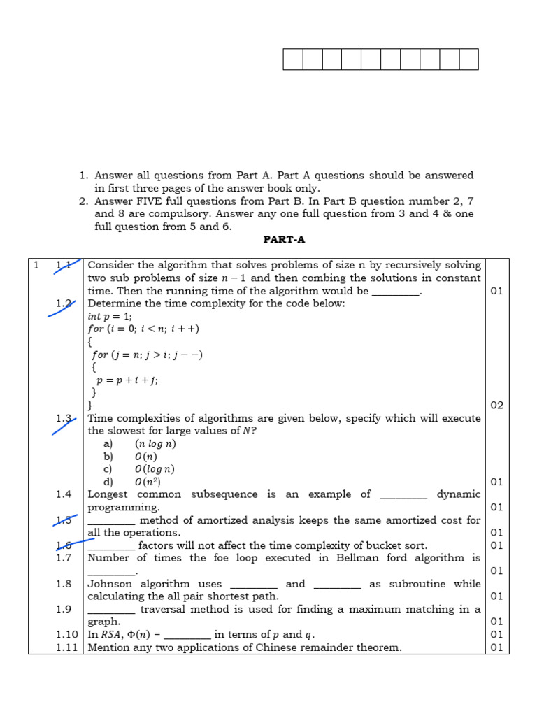18IS6C2 - 2023 | PDF | Time Complexity | Algorithms