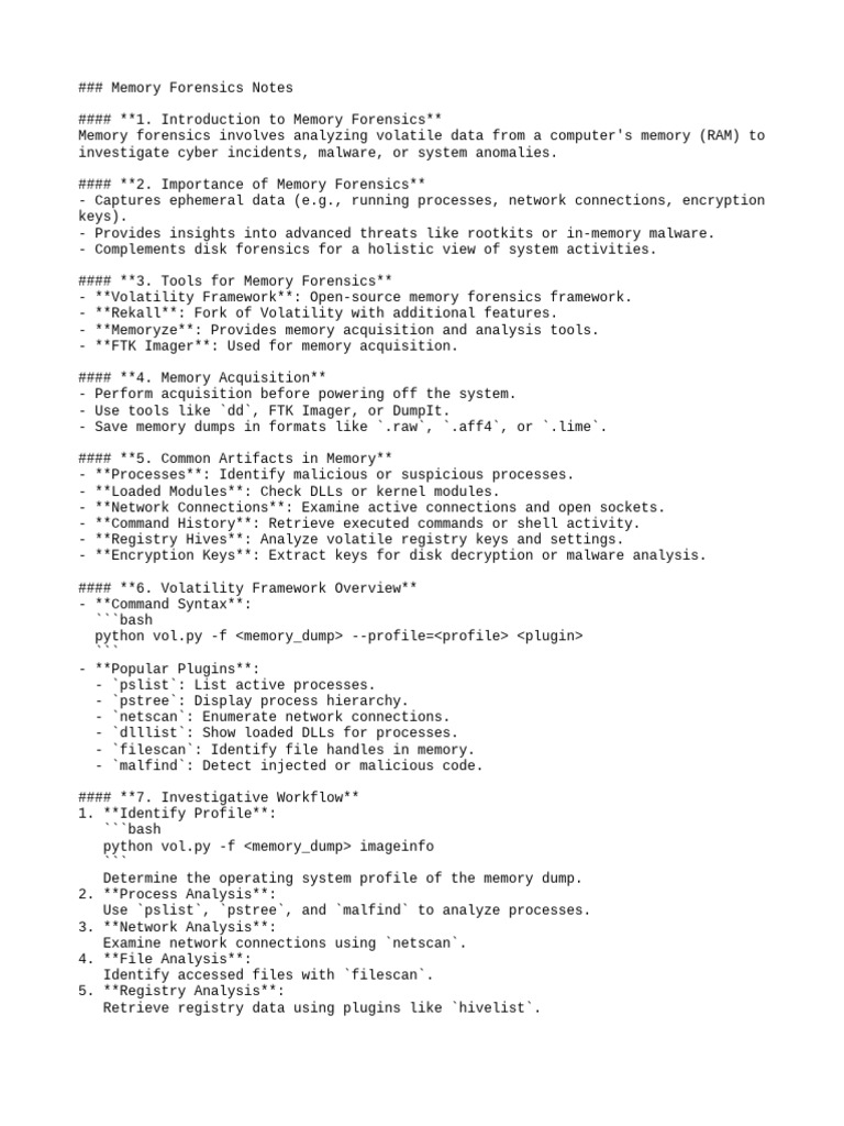 CXB-3463 Memory Forensics Notes | PDF | Computer Forensics | Malware